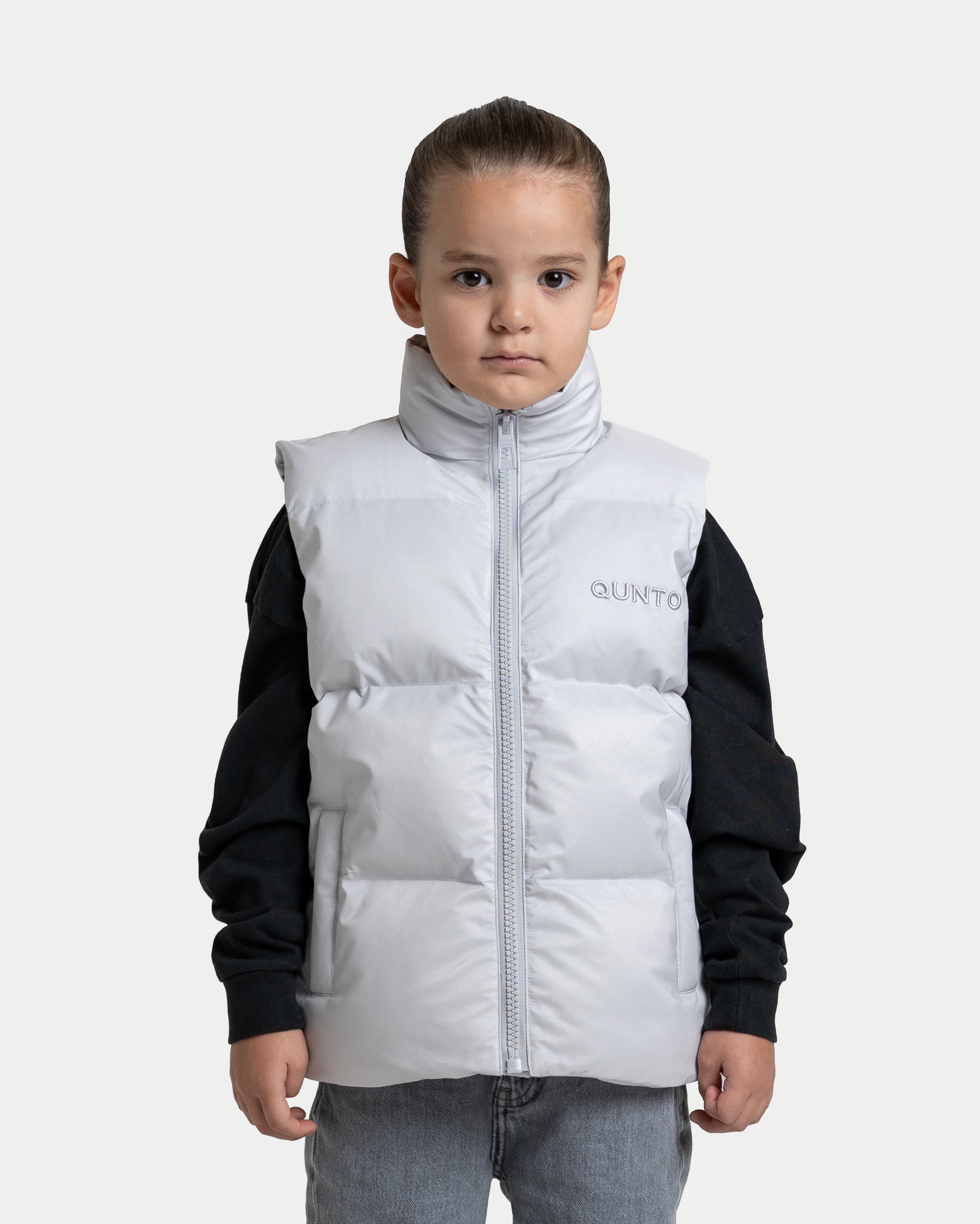 Super Puffer Vest Silver KIDS – QUNTO™